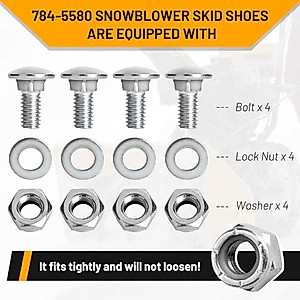 Replacement 784-5580 Slide Shoes Compatible with MTD 2 Stage Snowblower - Skid Shoes 784-5580-0637 Compatible with Troy Bilt Storm 2410 Snow Thrower, Craftsman 247 Series Yard Machines Snow Blowers