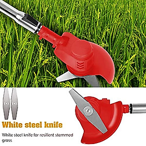 Electric Lawn Mower Grass Trimmer 24V 800W Full Functional Cordless String Trimmer Telescopic Rod D-Shaped Handle Weed Wacker Trimmer 20000 RPM Multi-Purpose Lightweight Bush Cutter for Garden Lawn