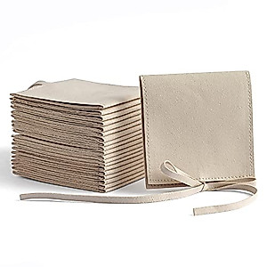 PandaSew Jewelry Pouch 20pcs 8x8cm Luxury Microfiber Jewelry Packaging Bag Gift Envelope Style with Strings & Divider,Beige