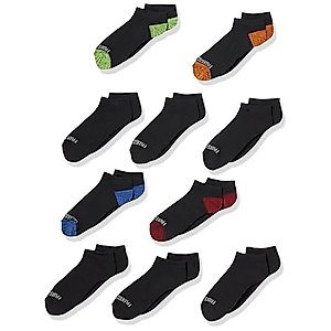 Fruit of the Loom Boys Little 10 Pair Half Cushion No Show Socks, black assort, Small (Shoe Size: 4.5-8.5)