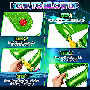 Meooeck 12 Pcs Alien Party Decorations Large Alien Inflatable Balloons, 31.5 Inch Green Alien Prop Backdrop for Alien Space Birthday Party Favor Supplies