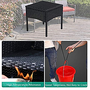 HOMEZILLIONS Outdoor Furniture 3 Piece Patio Set Balcony Furniture Outdoor Bistro Set Wicker Chair for Balcony Backyard Porch with Table and Cushions Blue