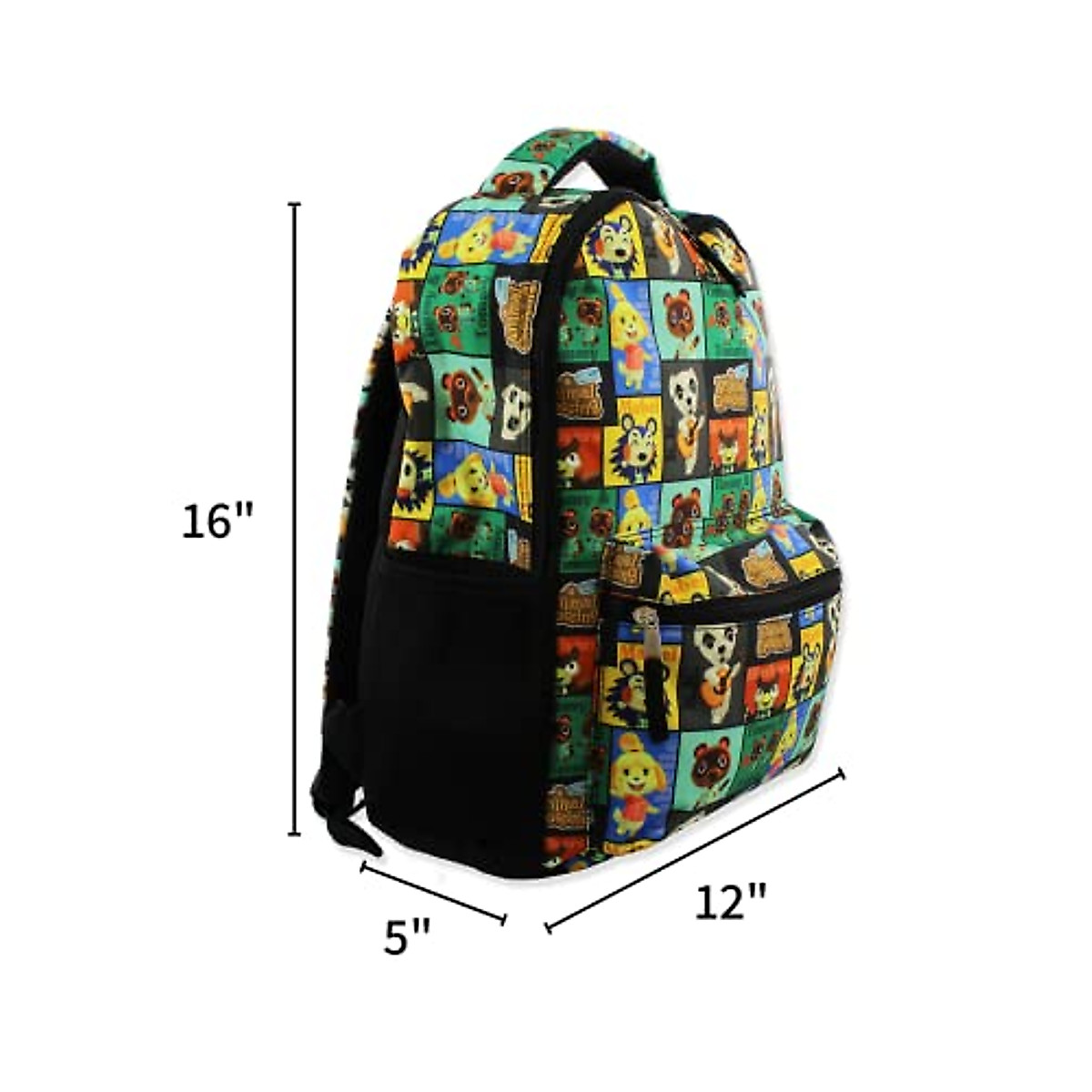 Nintendo Animal Crossing Kids 16 Inch School Backpack (One Size, Black)
