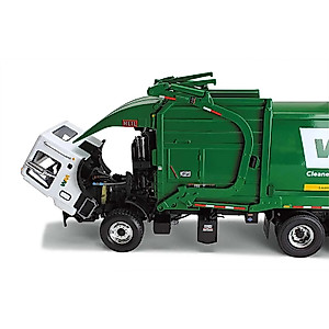 Mack TerraPro Waste Management Refuse Garbage Truck with Heil Half/Pack Freedom Front End Loader and CNG Tailgate White and Green with Garbage Bin 1/34 Diecast Model by First Gear 10-4006D