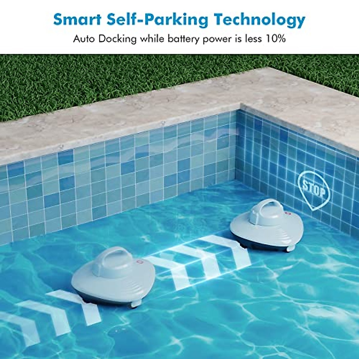 Hydrus Robotic Cordless Pool Vacuum Cleaner for Above Ground Pools with Powerful Dual Brushless Motors,90 Mins Runtime, Self-Parking,Automatic Robot Cleaners for Inground Flat Pools up to 50 Ft