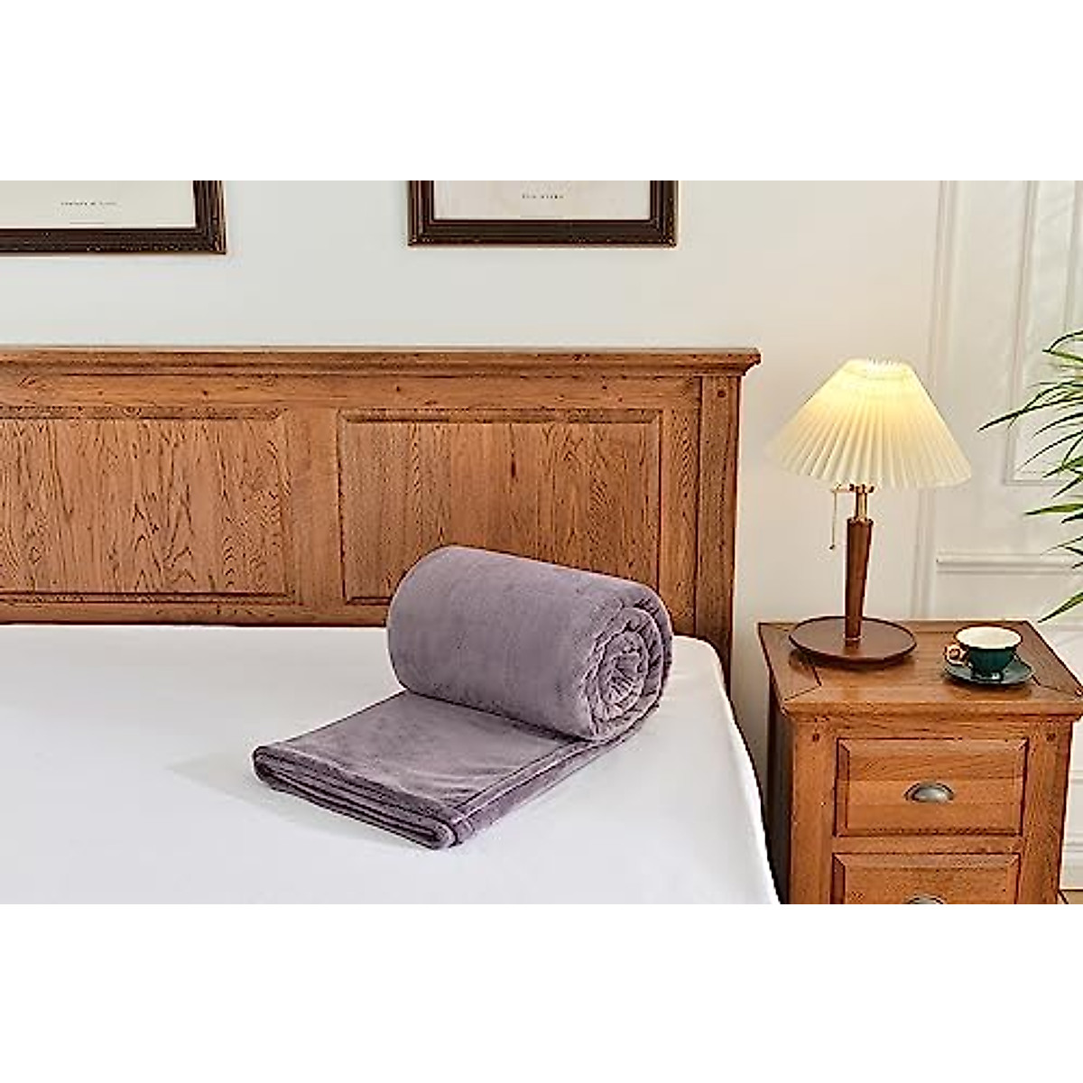Kingole Flannel Fleece Microfiber Throw Blanket, Luxury Lavender Purple King Size Lightweight Cozy Couch Bed Super Soft and Warm Plush Solid Color 350GSM (108 x 90 inches)