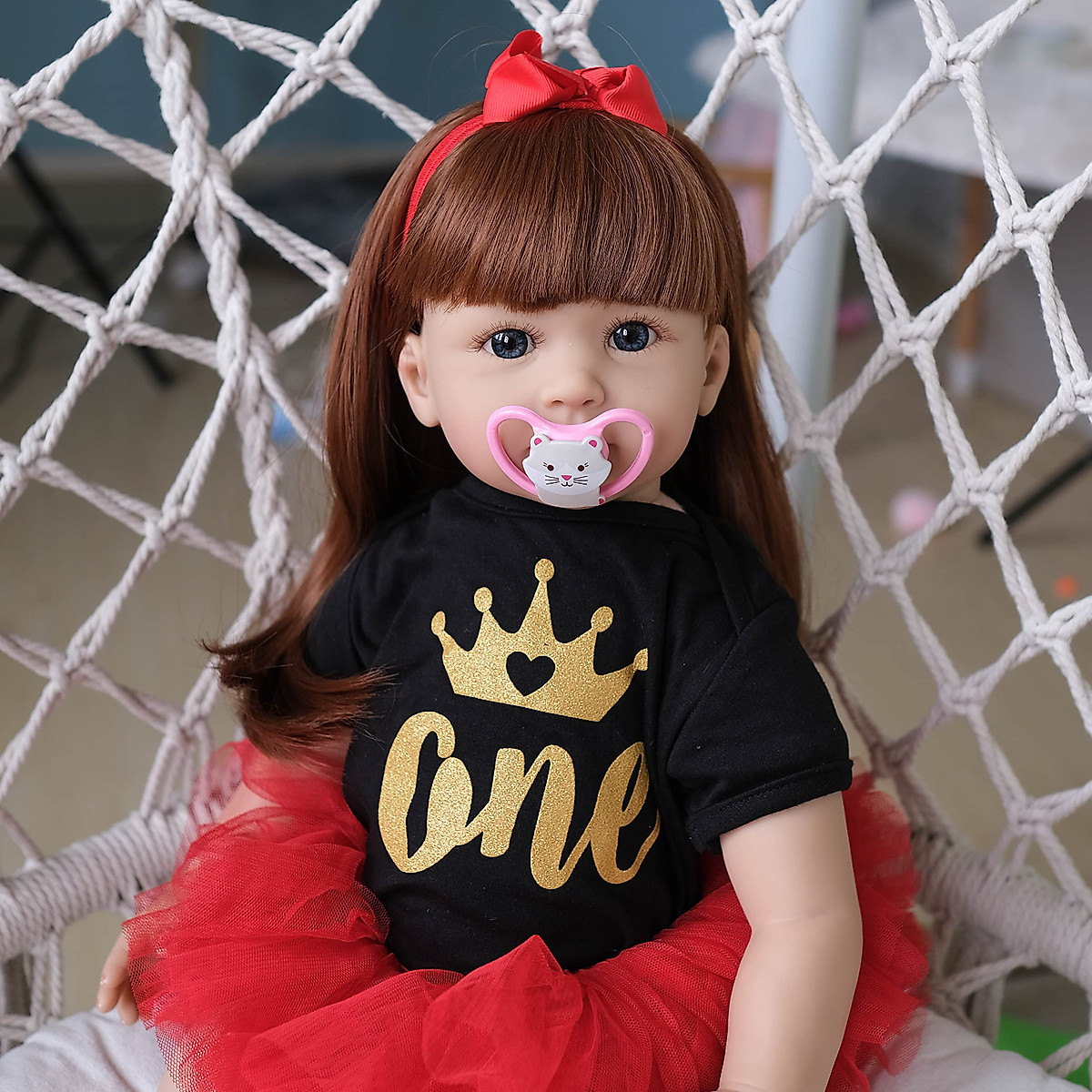 Zero Pam Lifelike Reborn Toddler Girls Dolls 24 Inch Realistic Looking Handmade Reborn Baby Dolls Weighted Body Princess Dress Newborn Silicone Vinyl Girl for 3 Yea Old Girls Children