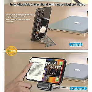 niubuy Magnetic Wallet & Minimalist Slim Wallet for Men -MagSafe Wallet-Hard Shell Lightweight iPhone Wallet - for iPhone 14 Pro Max/ 14 Pro/ 14/13 Pro Max/ 13 Pro/ 12 Pro Max -Gray