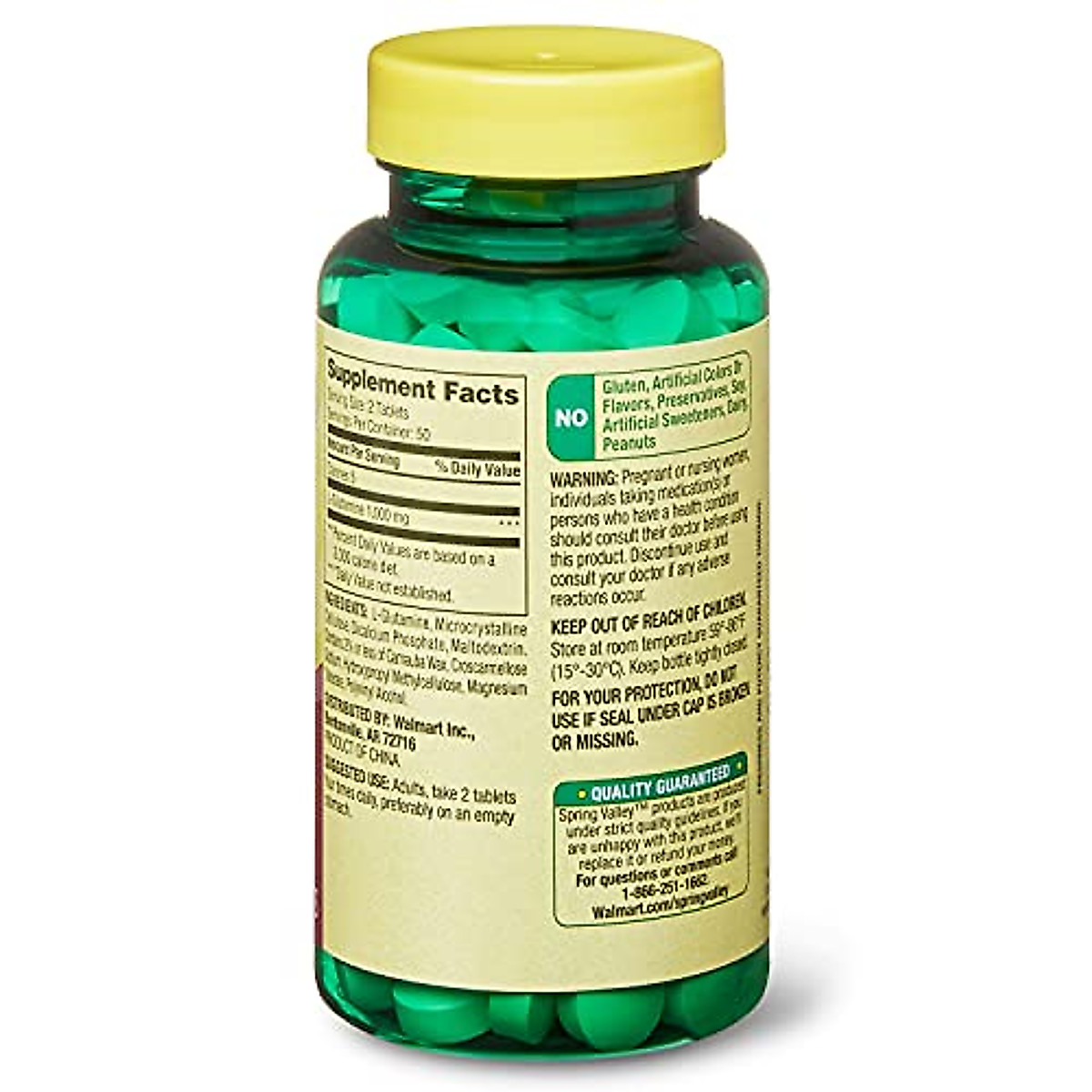 Spring Valley - L-Glutamine 500mg, 100 Tablets (2 Pack)