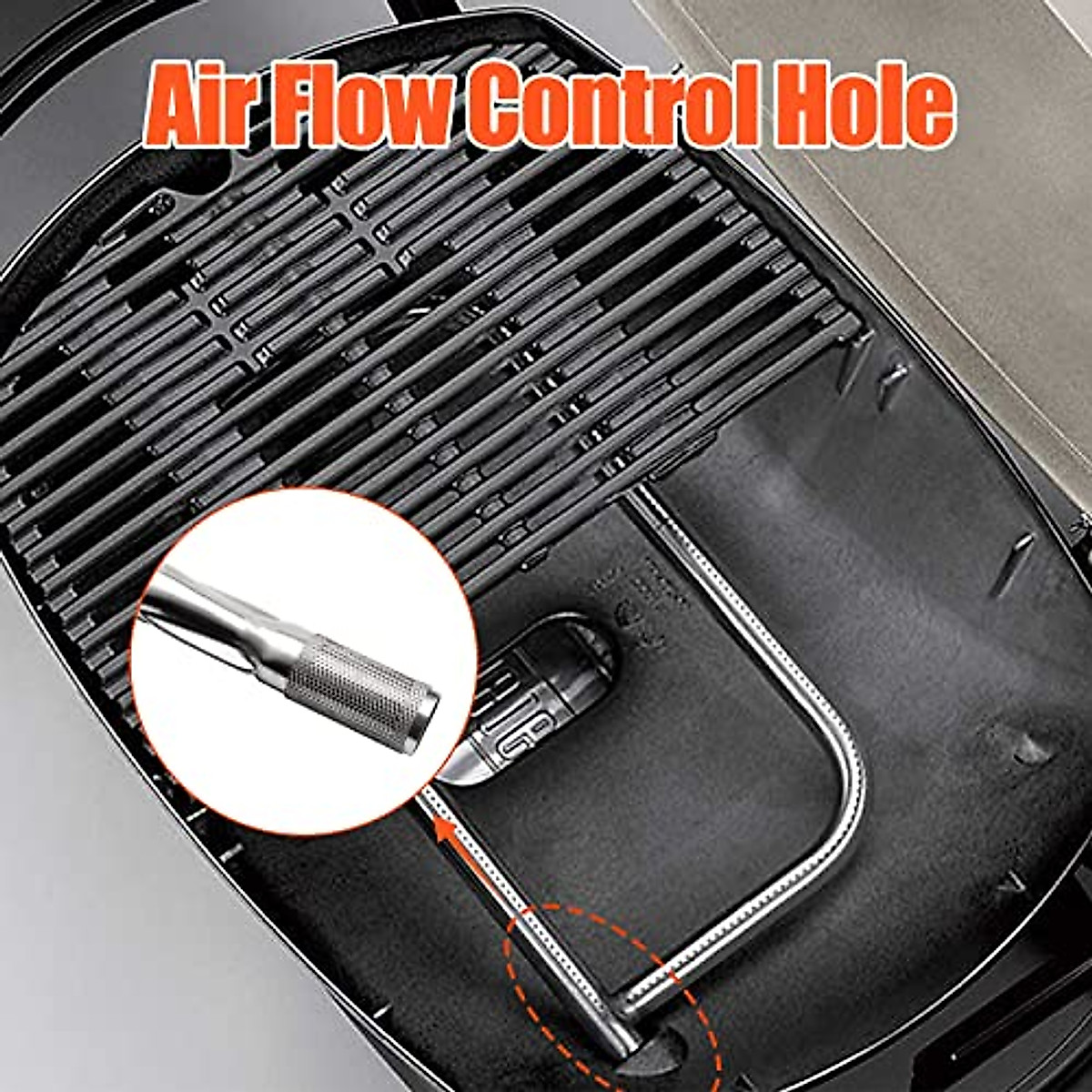 MARS CAMP 41862 Grill Burner Replacement for Weber 69956/60041 Compatible with Weber Q200, Q220, Q2000 Q2200, 396000, 396001, 396002, 566002, 53060001,304 Stainless Steel,20.5 Inches