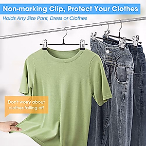 2 Pack Upgrade 9 Layers Pants Hangers Space Saving + 24 Pack Pants Hangers with Clips Adjustable Skirt Hangers for Women Closet Organizer College Dorm Room Essentials