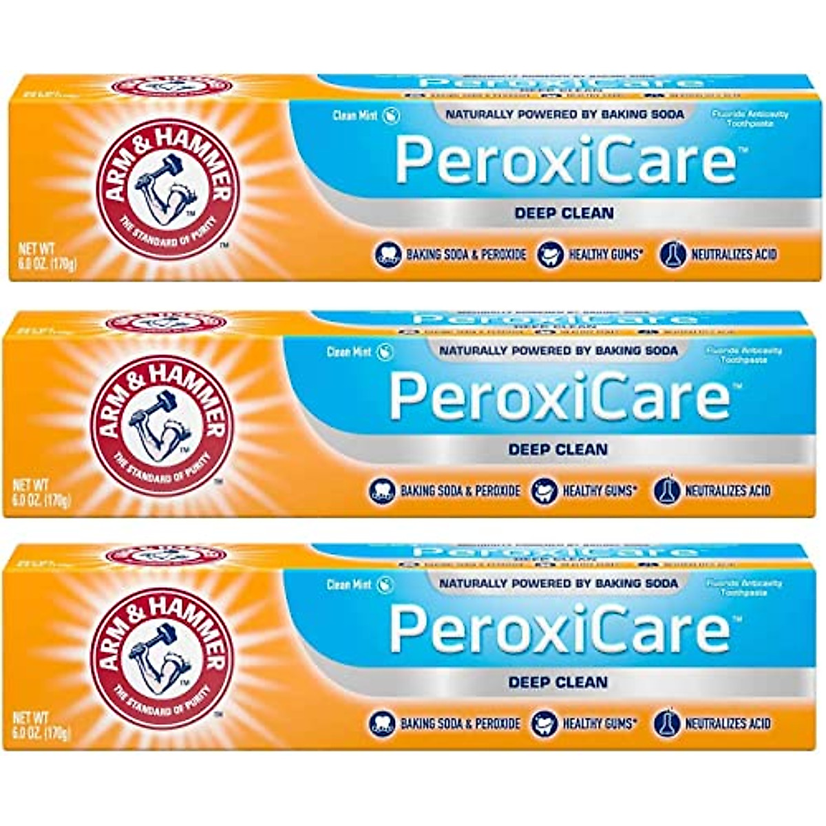 Arm & Hammer PeroxiCare Deep Clean Toothpaste Clean Mint 6 oz (Pack of 3)