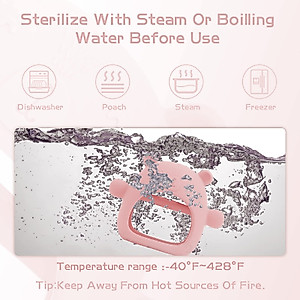 QANGCE Teething Toys for Babies 0-6 Months, Anti-Drop Baby Teething Toys, Food Grade Silicone Teether, Baby Chew Toys, Massage Granules to Relieve Teething Discomfort, Pacifiers for Babies (Dark Pink)