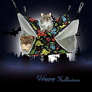 CooShou 2PCS Halloween Small Pet Hammock Hanging Tunnel Set- Halloween Hamster Hammock Bunk Bed Sugar Glider Hideout Tunnel Sleeping Nest House Cage Accessories for Squirrel Ferret Chincilla