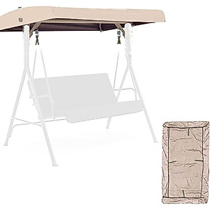 Replacement Canopy Top for Porch Swing,Swing Waterproof Cover,Strong Patio Swing Cover Universal Canopy for Garden Traditional 3 Person Swing (75x47x7/9inch) (Color:Beige)