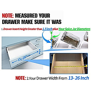Spice Drawer Organizer, 4 Tiers 2 Set Clear Acrylic Slanted in Drawer Seasoning Jars Insert, Expandable From 13" to 26", Hold up 56 Spice Jars Kitchen Drawer Countertop Rack Tray (Jars not Include)