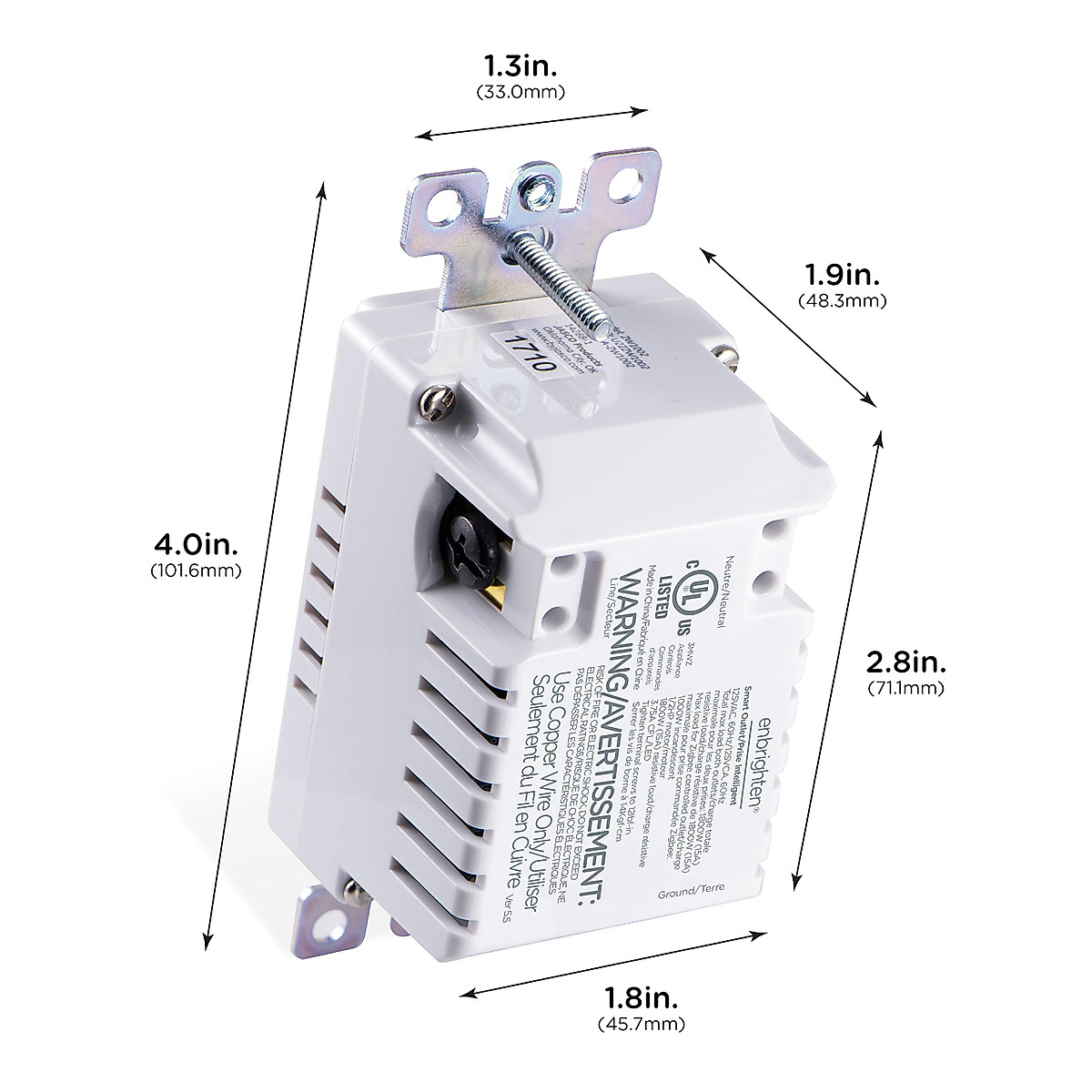 Enbrighten 55256 Z-Wave Plus Smart Receptacle, Works with Alexa, Google Assistant, Tamper-Resistant, 1 ZWave 1 Always On Outlet Hub Required, White