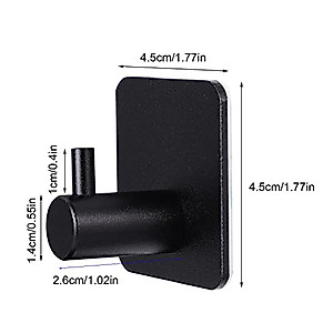 Prudiut 6 Pack Black Adhesive Hooks Heavy Duty Wall Hook Shower Hook Towel Hooks for Hanging Bathroom Bedroom Kitchen Door