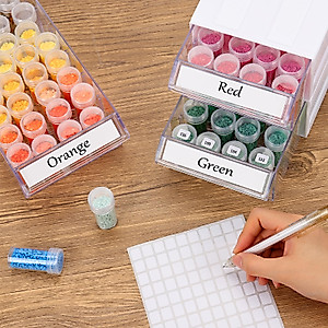 Quefe 128 Slots, 4pcs, Diamond Painting Storage Containers, Portable Bead Organizer, Storage Box Stackable Arts & Crafts Organizers for DIY Diamond Art Craft Jewelry Bead Storage