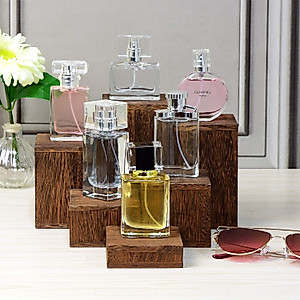 MOOCA Wooden 6 Pcs Square Risers for Display Jewelry and Accessories Display Stand Wooden Risers For Jewelry Figurine, Brown