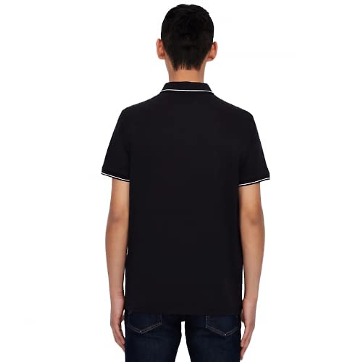 AX Armani Exchange Men's Logo Zip Jersey Polo, Navy, X-Large