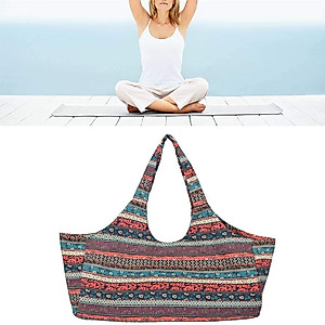 WIENCE Large Capacity Yoga Mat Bag,Yoga Mat Tote Bag Yoga Gym Bag with Side Pocket Sling Carrier Canvas Storage Bag Fits Most Size Mats, Gym Accessories Carrier,A