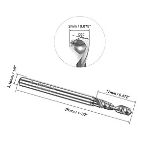 uxcell PCB Drill Bits 2mm Tungsten Carbide Spiral Flute Jewelry CNC Engraving Print Circuit Board Micro Drill Bits 1/8" Shank 8pcs