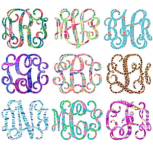 Patterned Vine Monogram Decal Sticker - 20 Pattern Options - for Cups, Tumblers, Laptops, Cars, Etc.