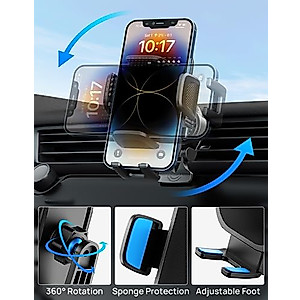 JOYTUTUS Phone Holder Car Vent Phone Mount, Never Blocking Air Vent with Extension Clip, 2 in 1 Car Phone Holder Mount for Car, Adjustable Cell Phone Holder Car, Fit iPhone Samsung All Smartphones