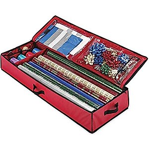 Christmas Storage Organizer – Spacious Under-bed Holiday Wrapping Paper Container –Perfect for Gift Wrap, Bags, Ribbons, Bows, Cards, Wrapping Supplies and Many More