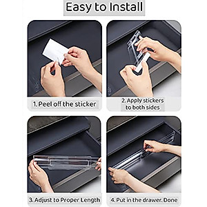 KIKILIE 8 Pack Clear Drawer Dividers, Expandable 11-19'' Dresser Organizers Transparent , for Clothing & Underwear, Plastic Dividers Clothes, (DD5250)