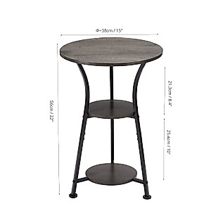 Dulcii Small Round End Table for Narrow and Small Space, 3-Tier Round Accent Couch Beside Table, Modern Side Table Corner Sofa Table Nightstand for Living Room Bedroom,Grey