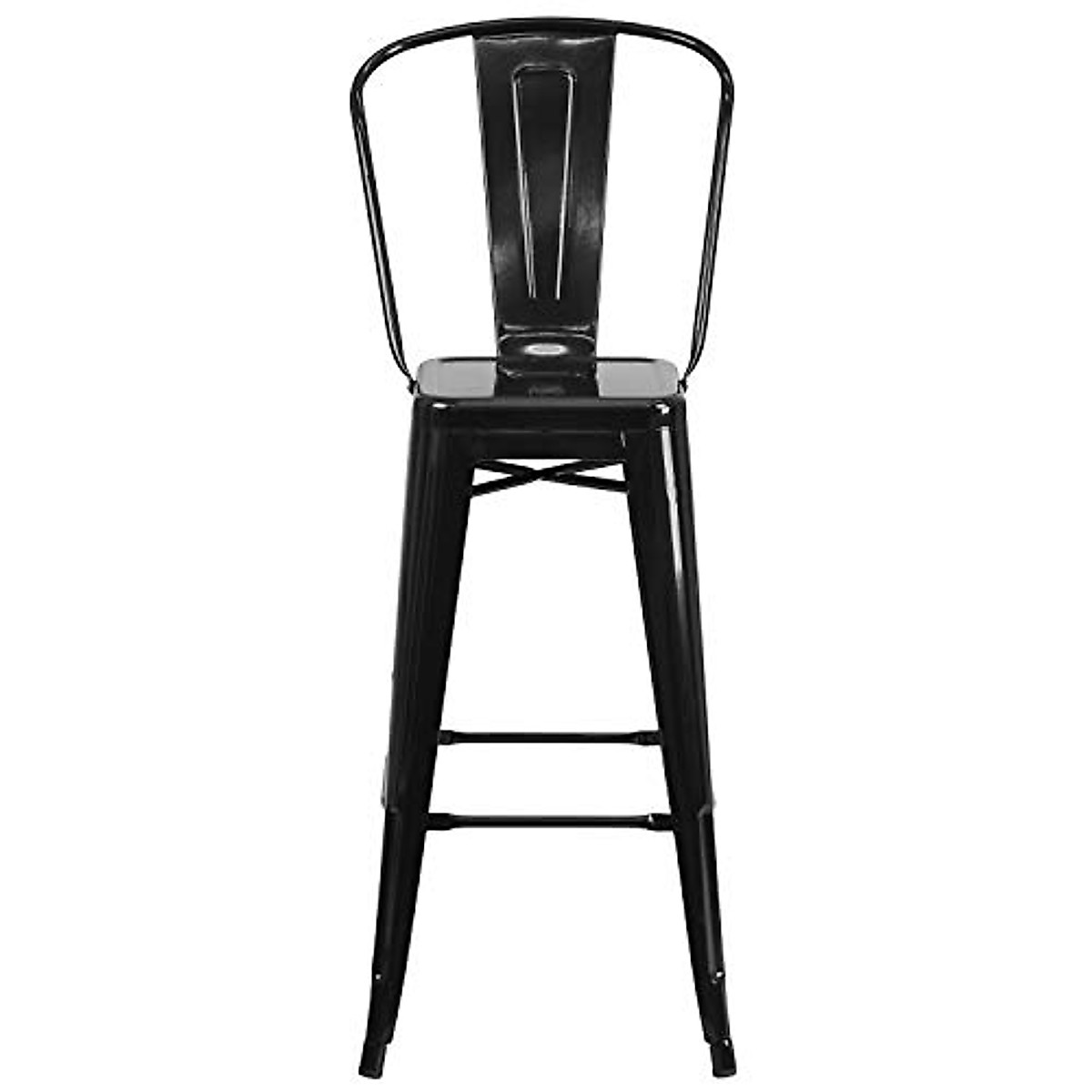 Flash Furniture Lily Commercial Grade 4 Pack 30" High Black Metal Indoor-Outdoor Barstool with Removable Back