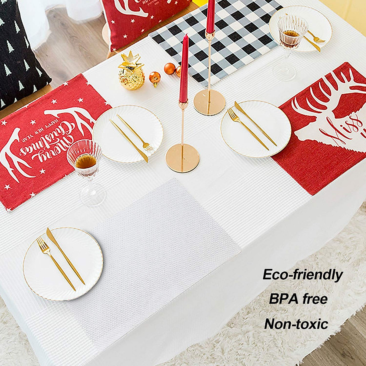 4 Rolls EVA Plastic Shelf Liner, Non-Adhesive Cabinet Drawer Shelf Liner, Non-Slip Fridge Liner, Kitchen Drawer Mats Cupboard Shelf Liner for Kitchen Home – (15.7 in x 6.56ft)/Roll, Clear