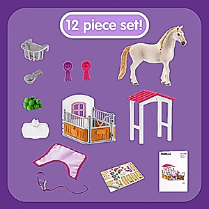 Schleich Horse Club, 12-Piece Playset, Horse Toys for Girls and Boys 5-12 years old Horse Stall with Lusitano Horses