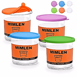 16 oz. Containers with Lids, 4 Pack Extra Replacement for Ninja Creami Deluxe Pints and Lids, Compatiable with NC300 NC301 NC299AMZ Series Ice Cream Maker, 4 Cups & 6 Lids BPA-Free & Dishwasher Safe