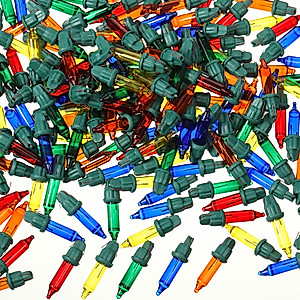 Mudder 100 Pieces 2.5V Replacement Christmas Tree Light Bulbs 50/100/150/200 Count Mini Incandescent Wire String Lights Replacement Bulbs for Xmas Tree Decoration(Black Base with Orange Bulb)