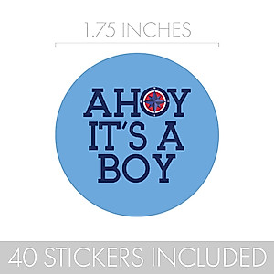 Ahoy It's a Boy Baby Shower Thank You Stickers - 1.75 in - 40 Labels
