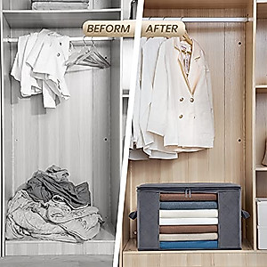 Enther 3 Odorless Clothes Large Capacity Closet Organizers and Storage Bags for Comforters Blankets Bedding, Gray (Large-3)