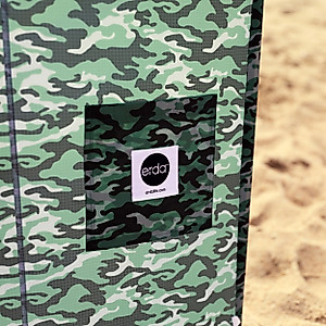 erda Forest Camo Pro Beach Recycled Polyester Rip-Stop 20 ft Lightweight Windscreen, Privacy Screen, Wind Blocker, Free Matching Shoulder Bag