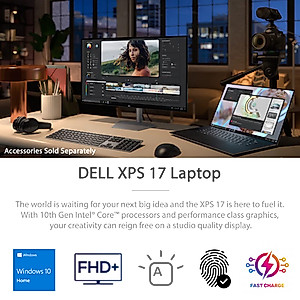 New Dell XPS 17 9700 Laptop, 17" FHD+ InfinityEdge Display, Intel i7-10750H, GeForce GTX 1650Ti, 32GB RAM, 512GB SSD, IR Camera, Backlit Keyboard, Fingerprint Reader, Wi-Fi 6, Thunderbolt, Win 10 Home
