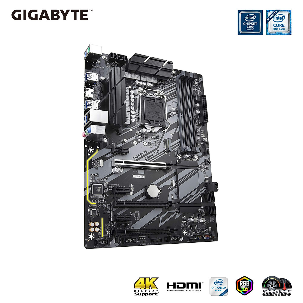 GIGABYTE Z390 UD (LGA 1151 (300 Series) Intel Z390 SATA 6Gb/s ATX Intel Motherboard for Cryptocurrency Mining with above 4G Decoding, 6 x PCIe Slots)