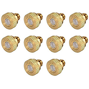uxcell Brass Misting Nozzle - 10/24 UNC 0.2mm Orifice Dia Replacement Heads for Outdoor Cooling System - 10 Pcs