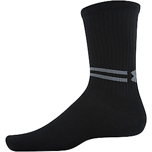 Under Armour Men's Essential Crew Socks, 6-Pairs, Black, Large