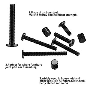 60 Pcs Crib Hardware Screws, Baby Bed Crib Screws Hardware Replacement Kit, Hex Socket Head Cap Crib Baby Bed Bolt and Barrel Nuts for Chair Cabinets Furniture Cots Cribs, M6x(20/30/40/50/60mm)