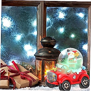 VOSAREA 3 pcs Christmas Crystal Ball Table top Decor Christmas Ornament Decor for Table Christmas Water Snow Globe Gifts for Cars Christmas Globe Decor Resin Luminous Crystal Ball Shine