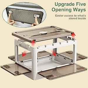 ocharzy Stackable Storage Bins,Closet Organizers and Storage,Collapsible Storage Bins with Lids and Doors,Plastic Storage Bins with Wheels,Plastic Folding Storage Boxes