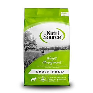 NutriSource Grain Free Dry Dog Food for Weight Management, Turkey, Whitefish Meal and Menhaden Fish Meal, 26LB