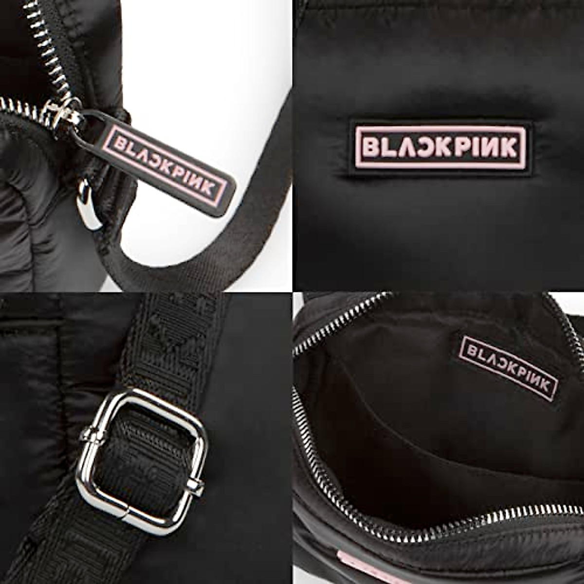 Bugatti BLACKPINK Quartz Collection Camera Crossbody Bag for Women, Girls, and Teens, Officially Licensed Lightweight Nylon (BLACK)