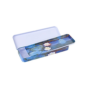 DAHO Tin Pencil Box with World Famous Arts for School, Office, Home, Makeup Storage (Les Nymphéas)